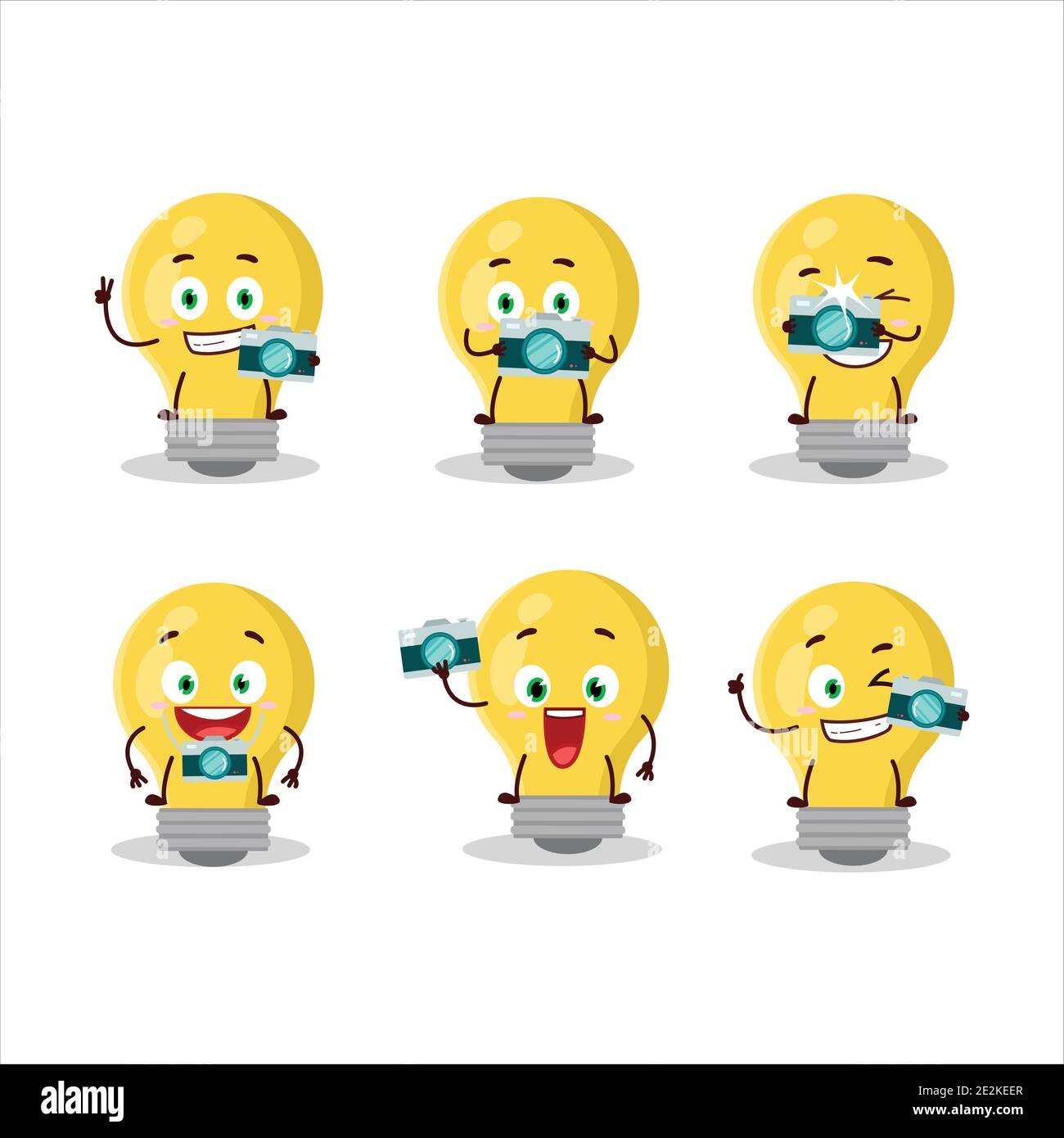 Photographer profession emoticon with bulb lamp cartoon character ...