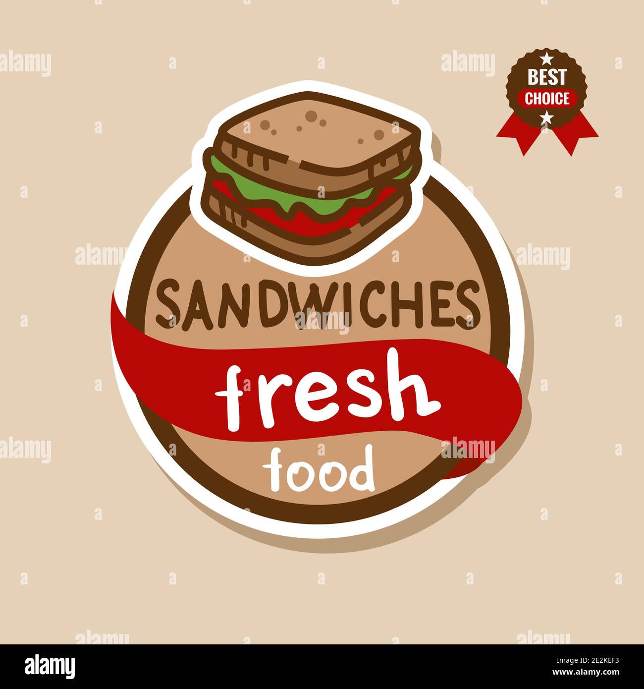 Flat color sandwich icon. Sandwiches menu label Stock Vector Image ...