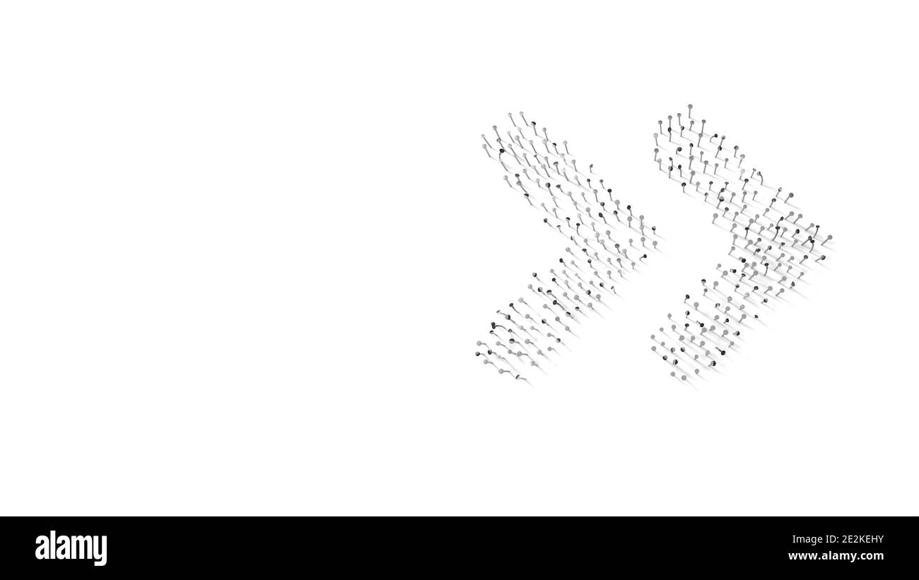 3d Rendering Thick Symbol Of Angle Double Arrow Right With Rounded Corner Wrapped In Gold
