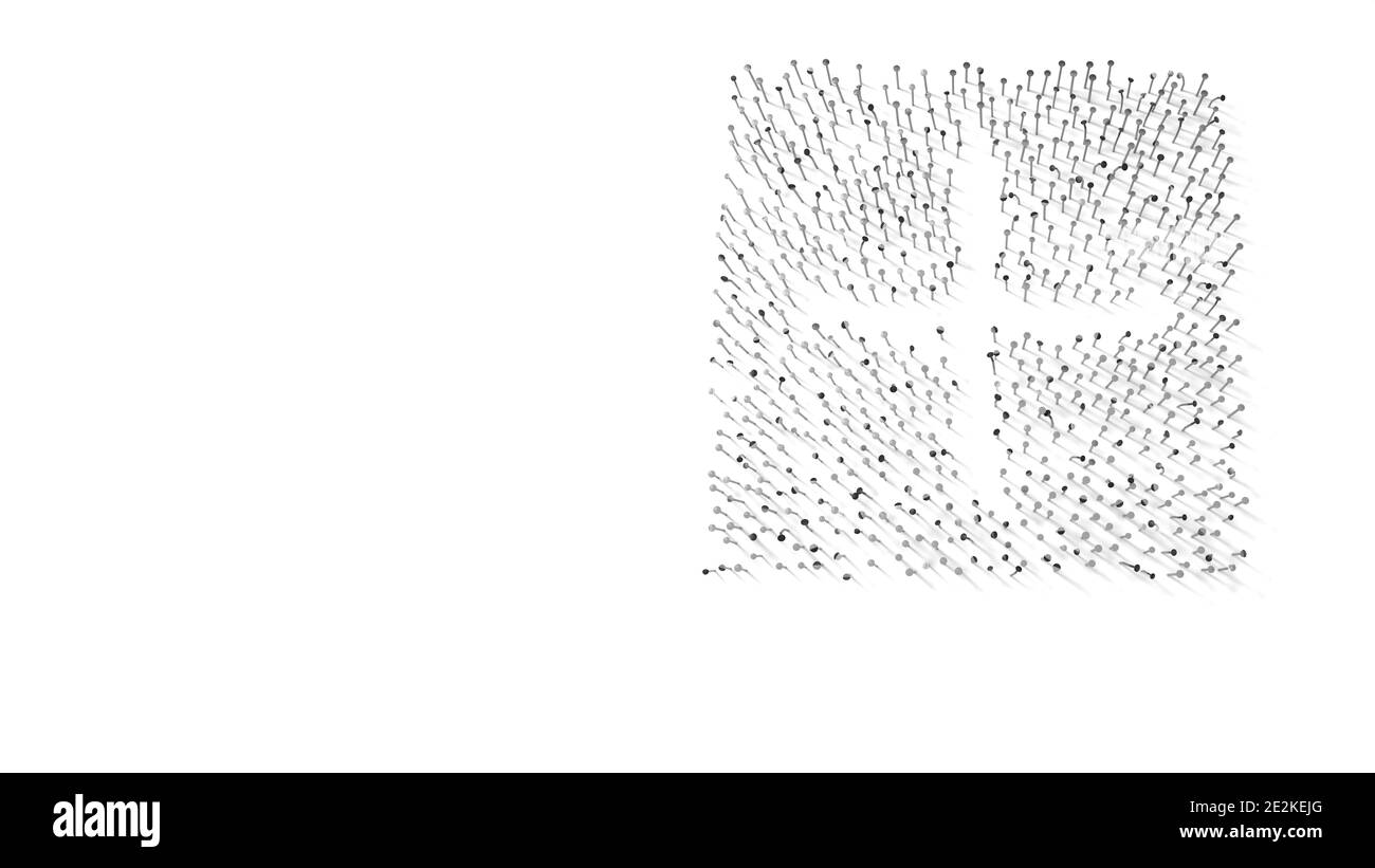 3d rendering inverted plus symbol in square wrapped in gold thermal ...