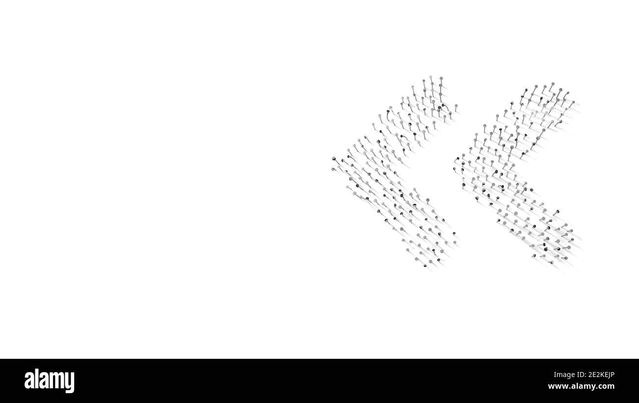 3d Rendering Thick Symbol Of Angle Double Arrow Left With Rounded