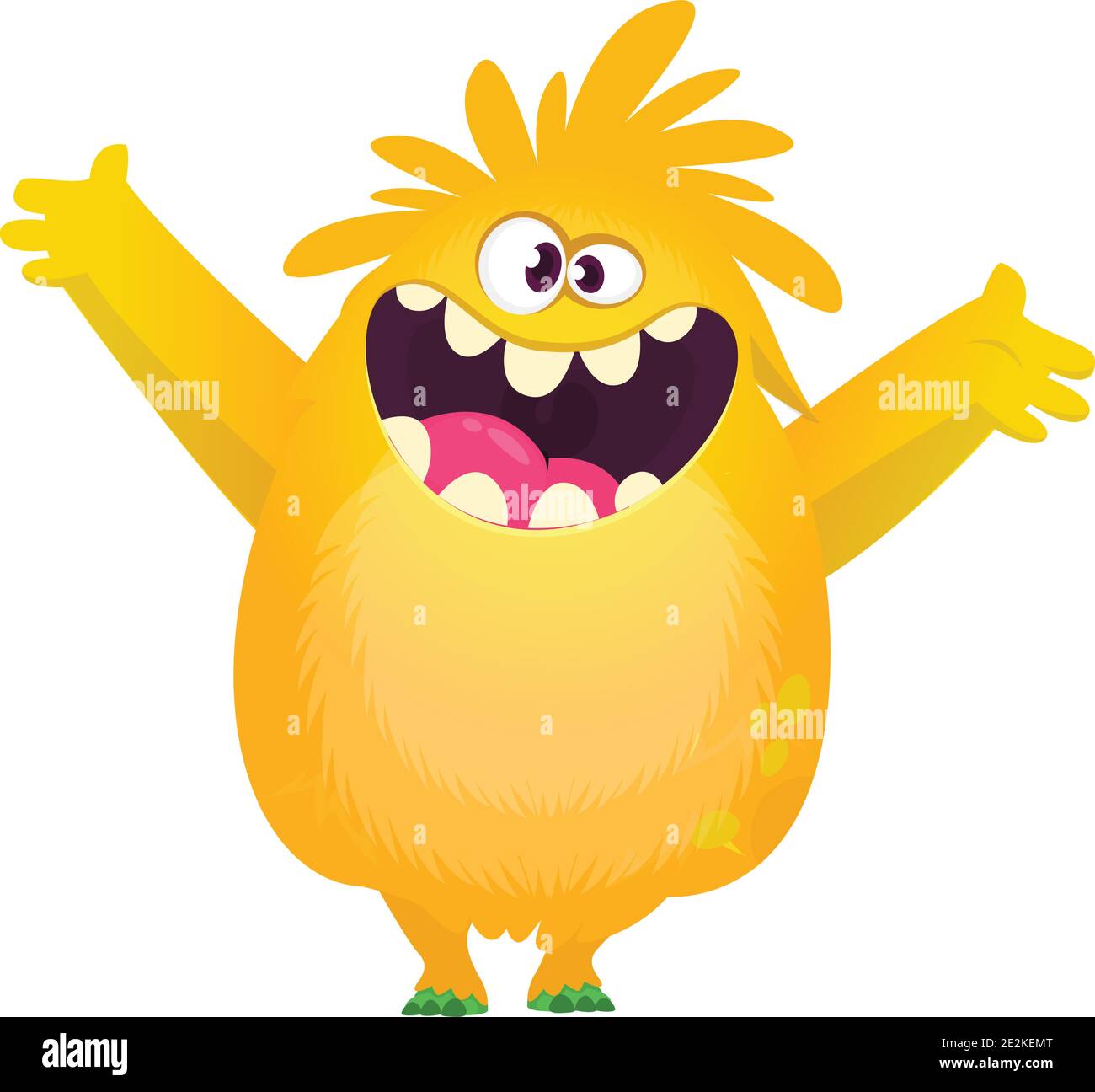 Cute Cartoon Monster Smiling Monster Emotion With Big Mouth Halloween