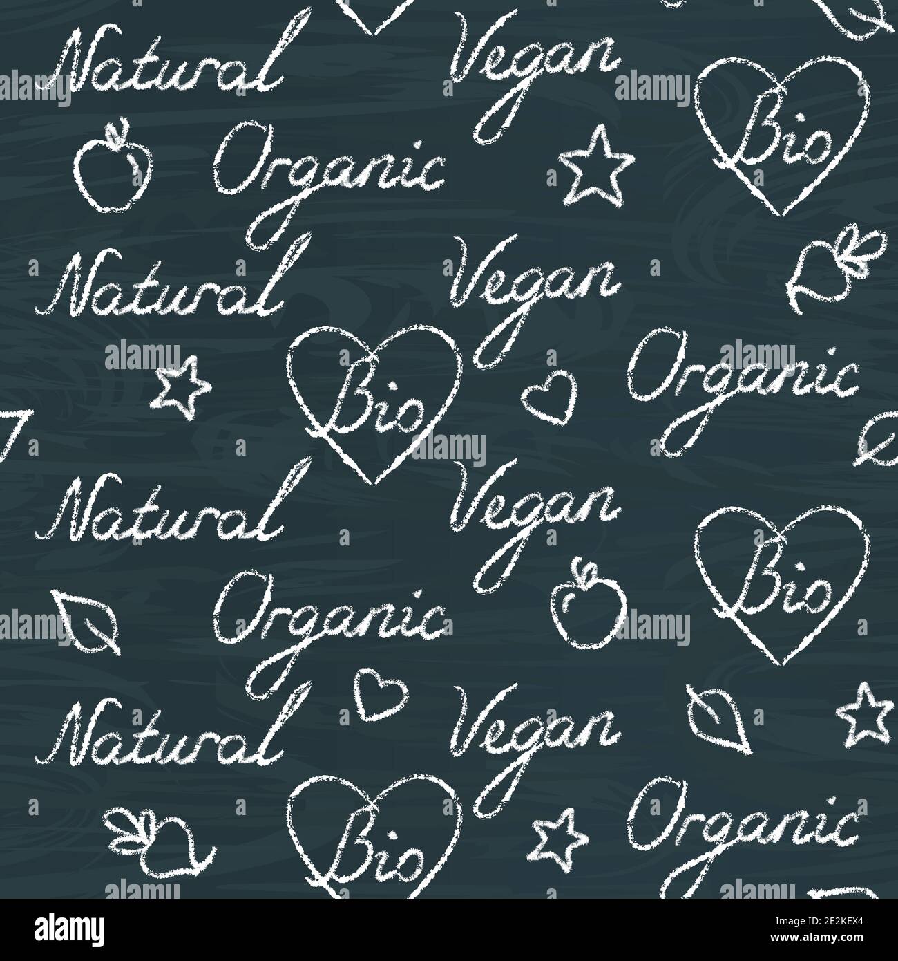 Chalkboard seamless pattern with hand drawn text - Organic, Natural ...