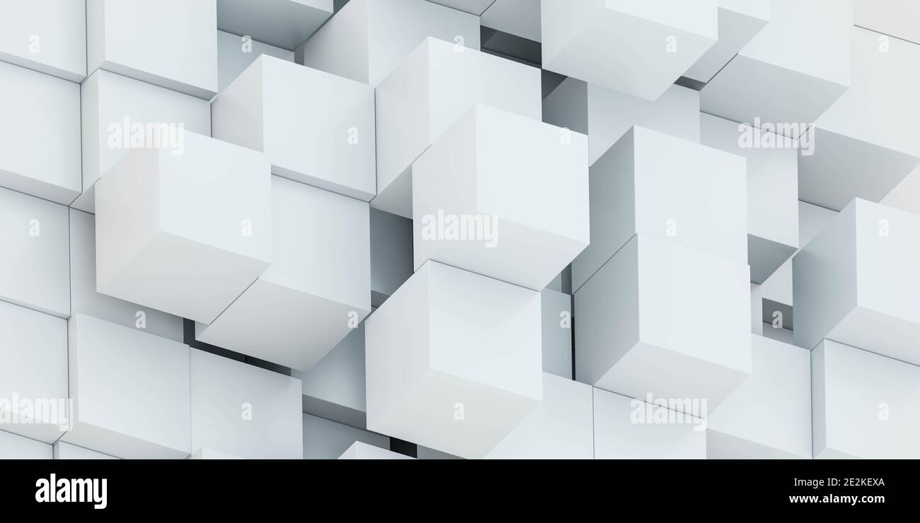 Abstract white cubes background with minimalistic design 3d render illustration Stock Photo - Alamy