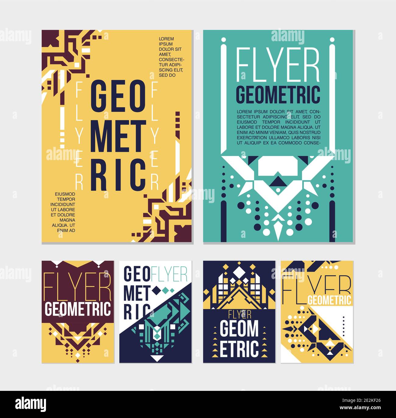 Geometric abstract flyers template. Ethnic element design for brochure ...