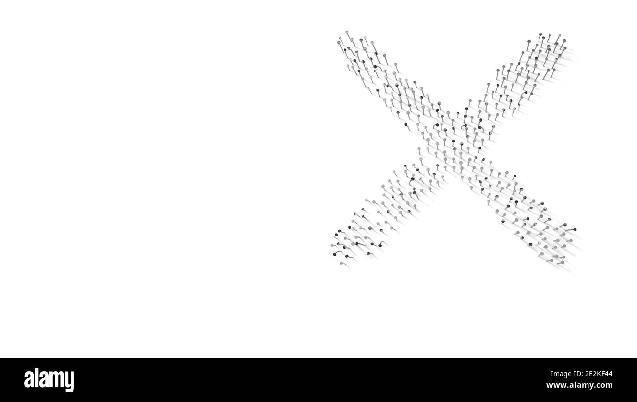 3d rendering symbol of cancel cross wrapped in gold thermal foil plate ...