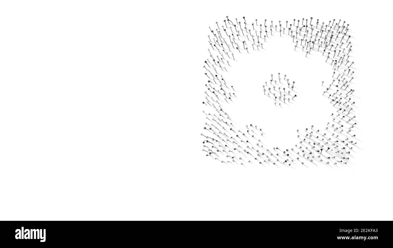 3d rendering symbol of one cogwheel in square with rounded corner ...