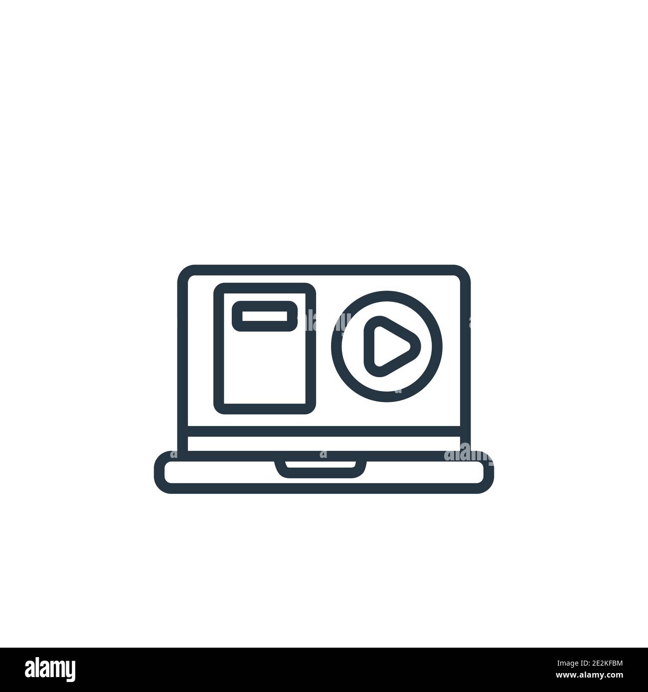 Educational video outline vector icon. Thin line black educational ...