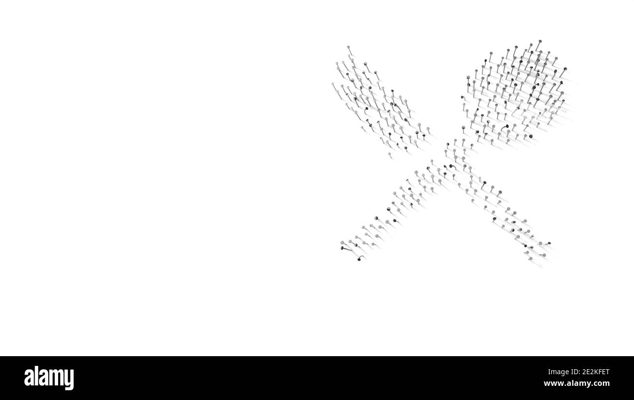 3d rendering symbol of spoon and knife in cross position wrapped in ...