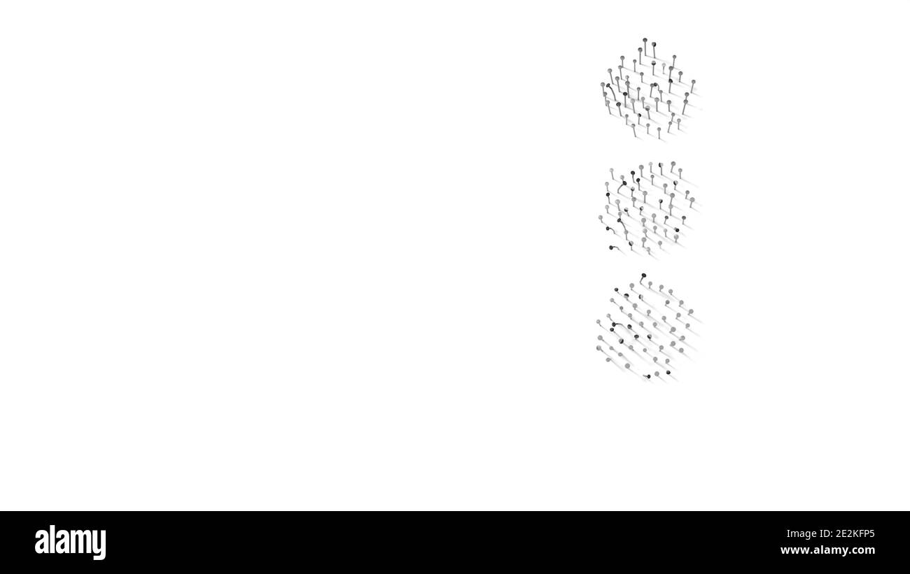 3d rendering symbol of three dots in vertical position wrapped in gold ...