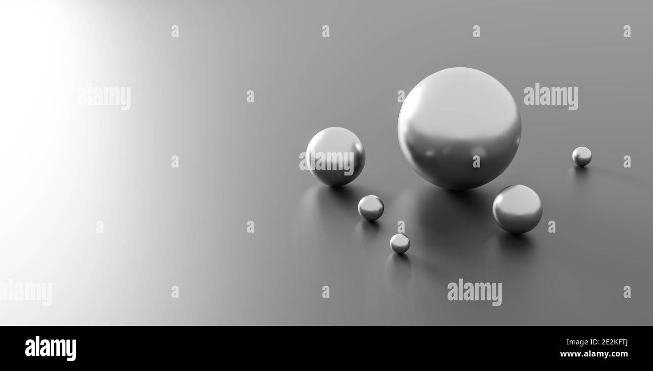 chrome ball spheres in different sizes 3d render illustration Stock ...