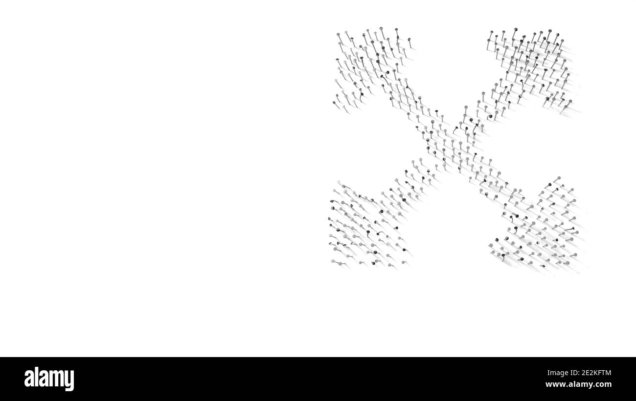 3d Rendering Symbol Of Expand Arrows With Rounded Corners Wrapped In Gold Thermal Foil Plate On