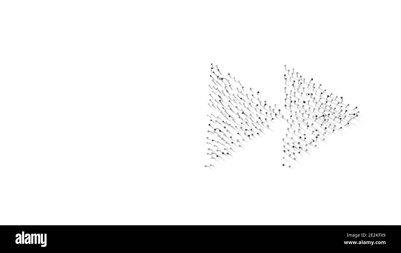 3d rendering symbol of fast forward symbol wrapped in gold thermal foil ...