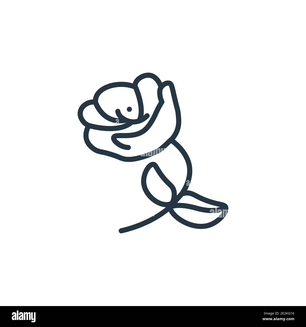 Rose outline vector icon. Thin line black rose icon, flat vector simple ...