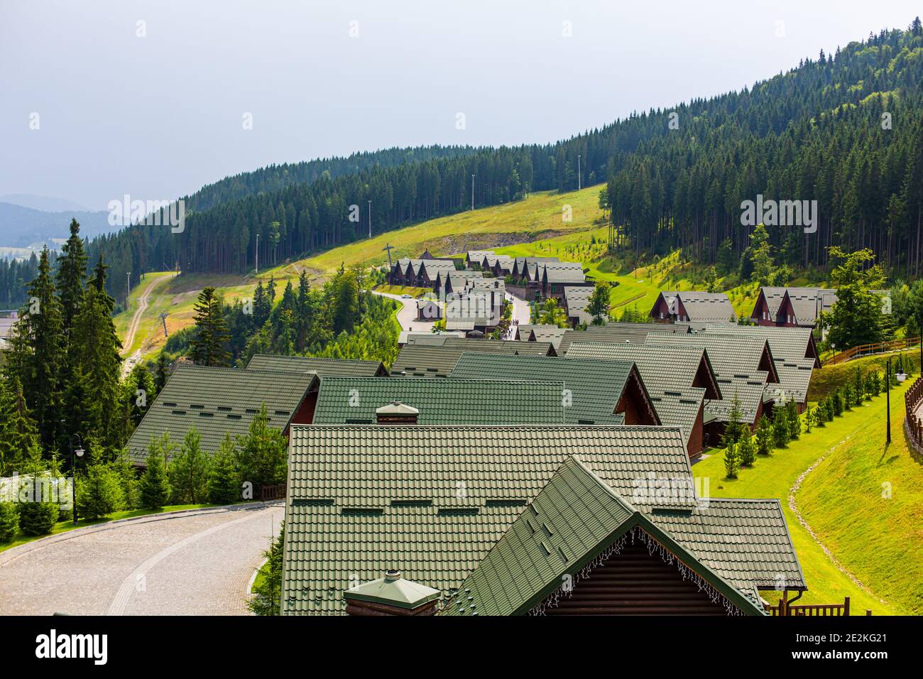 Ski resort base Bukovel in Karpaty mountains in summer day Stock Photo ...