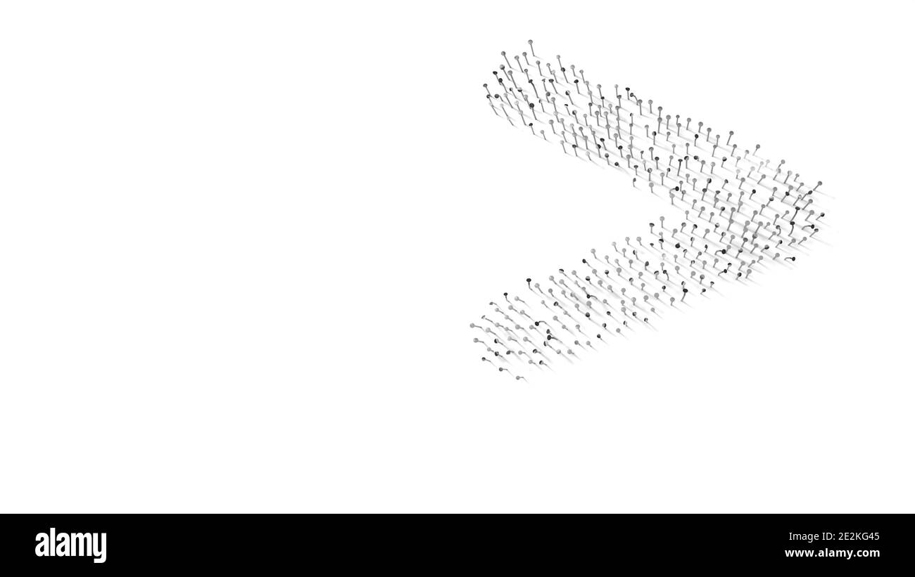 3d rendering symbol of greater than symbol wrapped in gold thermal foil ...