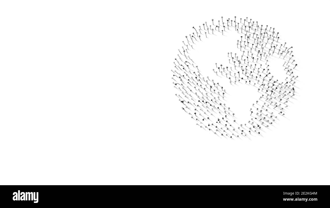 3d rendering symbol of globe Americas continents wrapped in gold ...