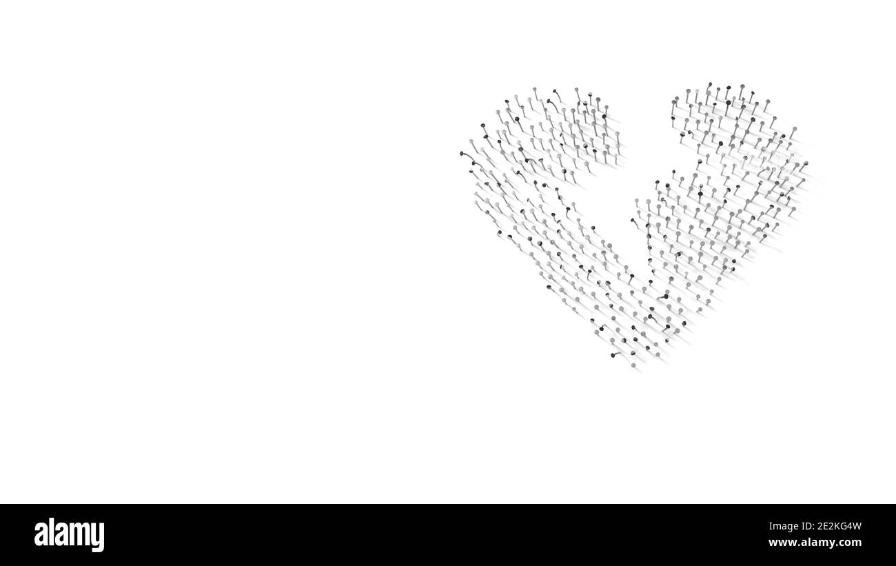 3d rendering symbol of heart with crack wrapped in gold thermal foil ...