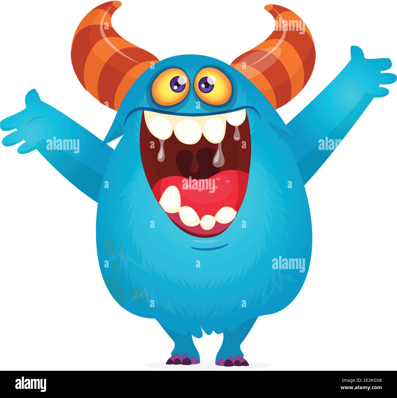Funny cartoon monster smiling excited emotion. Vector illustration ...