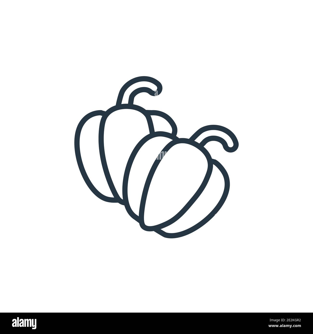 Bell pepper outline vector icon. Thin line black bell pepper icon, flat ...