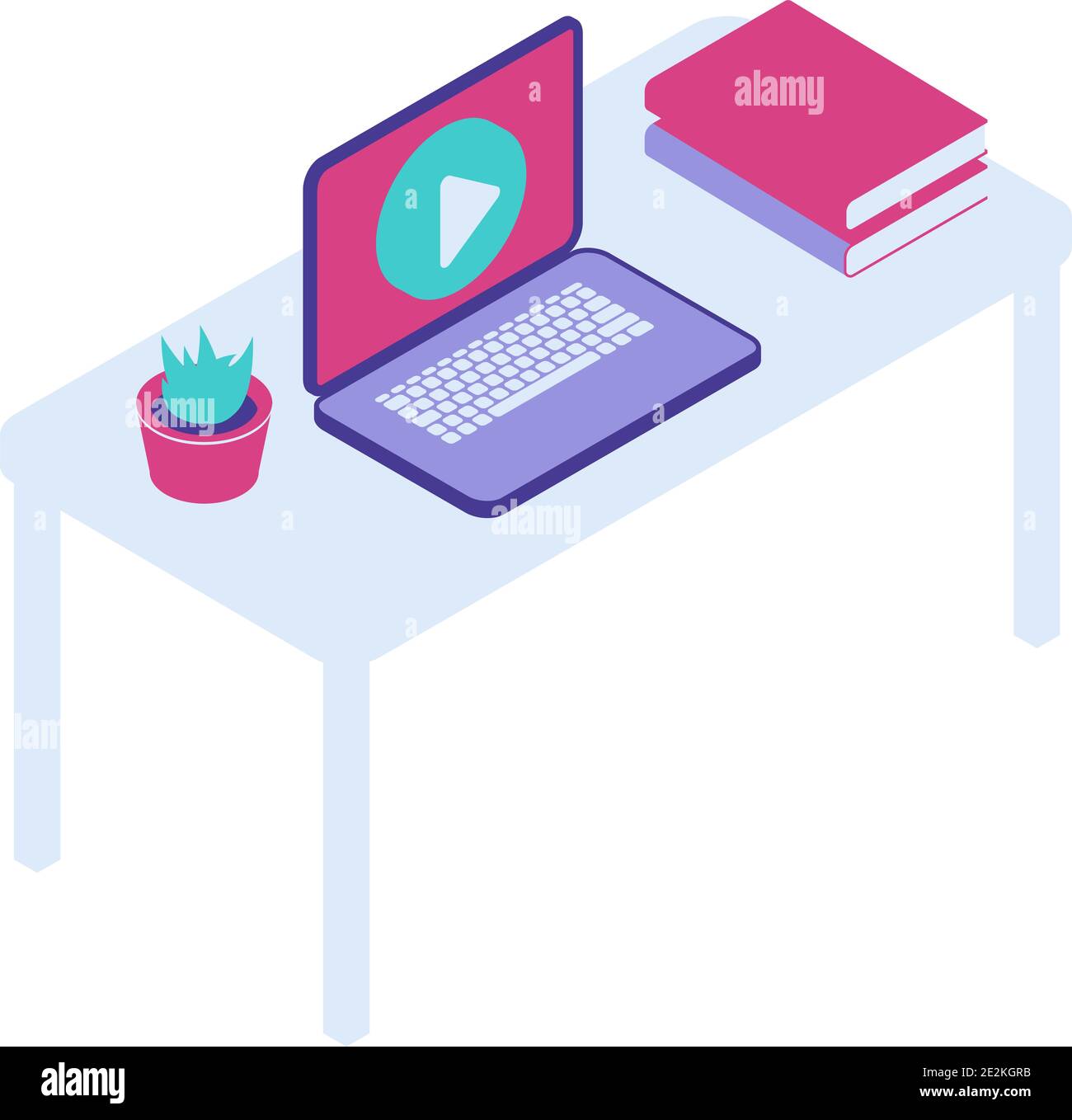 Freelance desk open laptop Stock Vector Images - Alamy