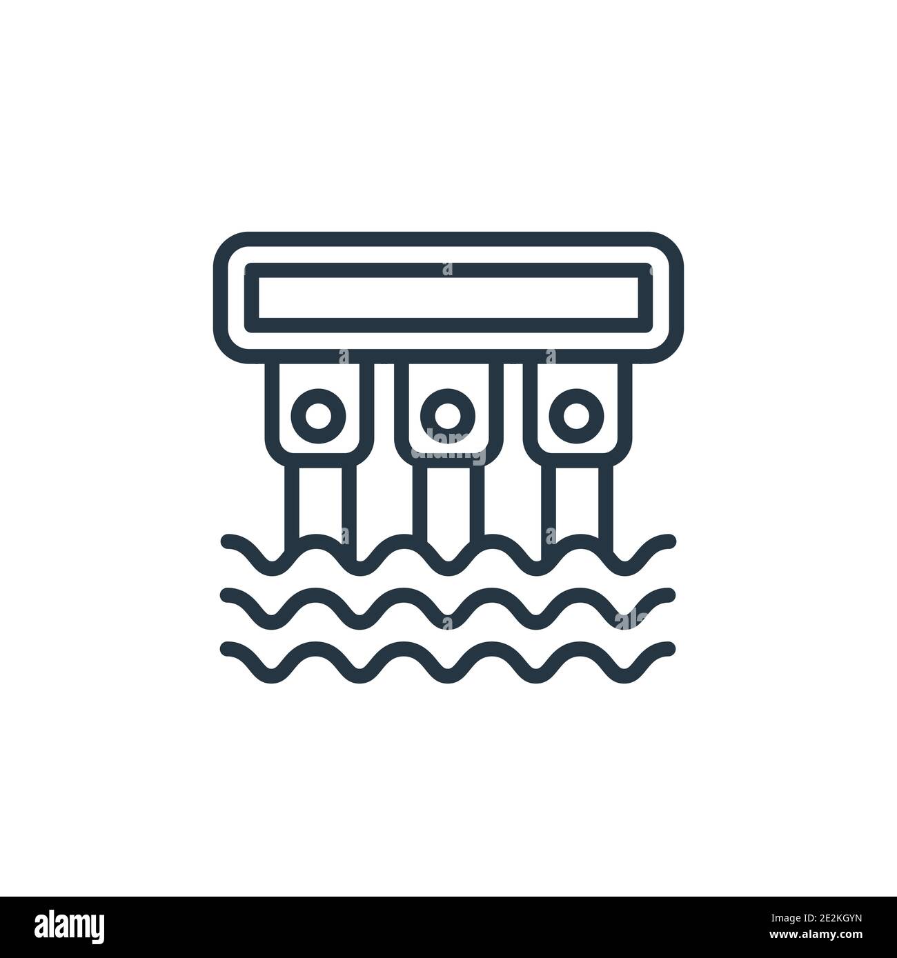 Dam outline vector icon. Thin line black dam icon, flat vector simple element illustration from ...