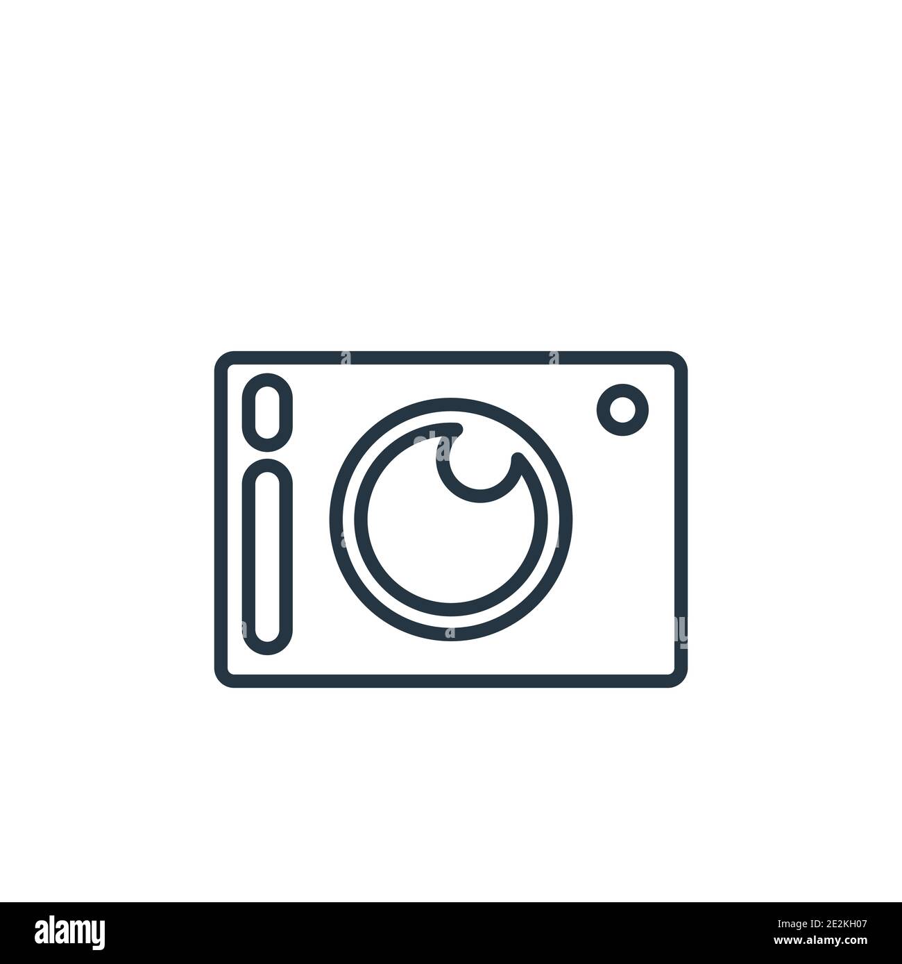 Compact camera outline vector icon. Thin line black compact camera icon ...