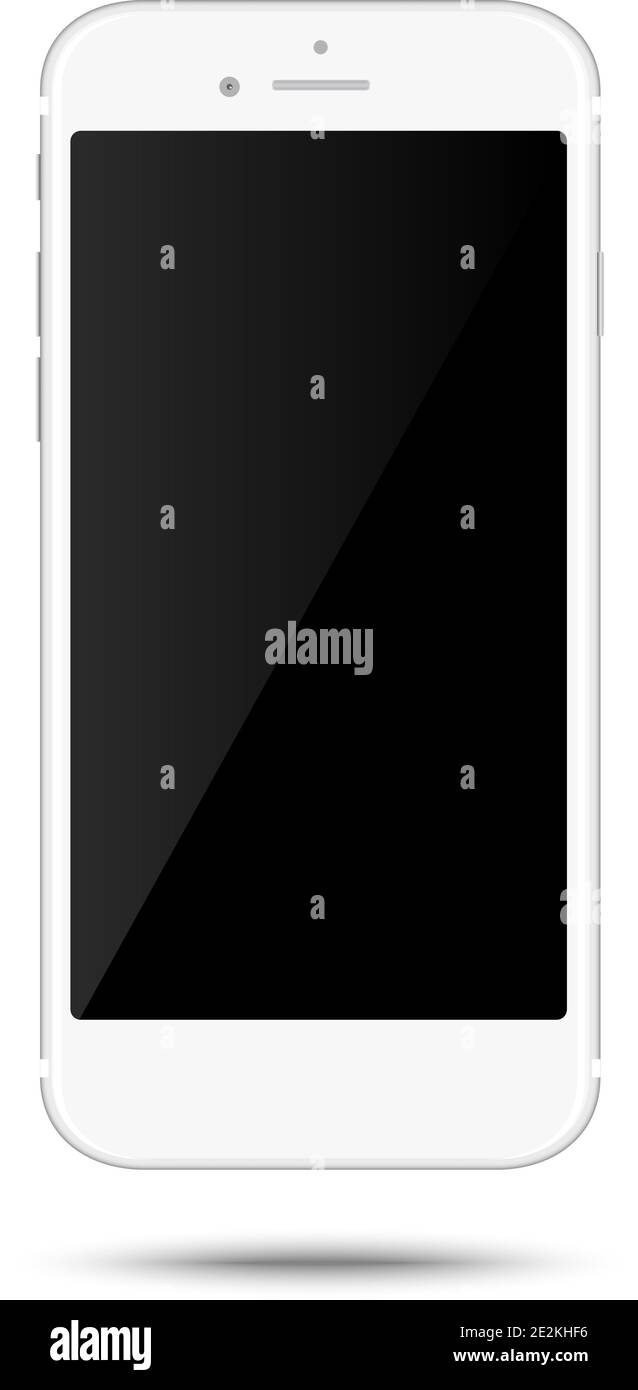 Realistic white smartphone isolated on white background. Blank ...
