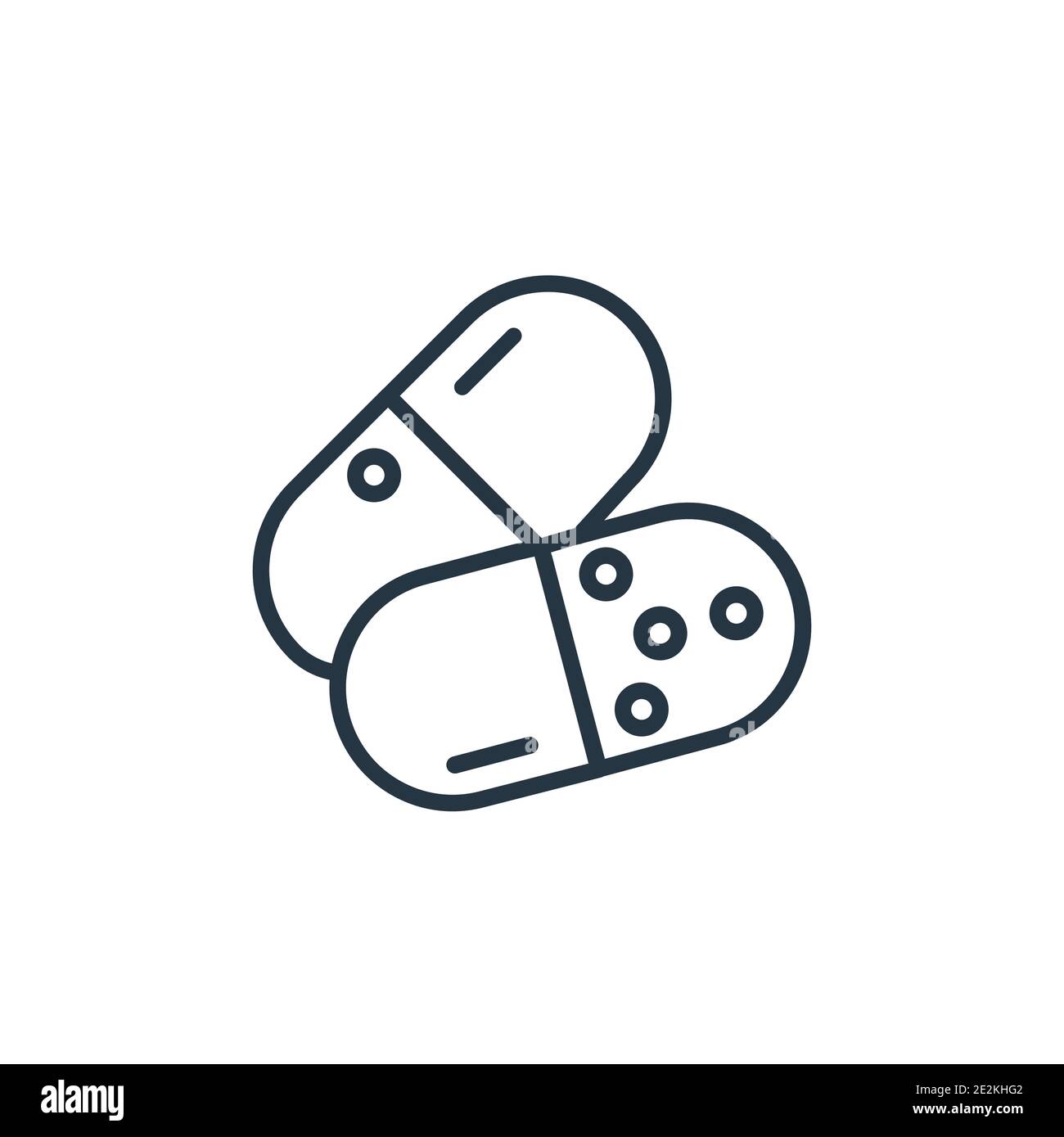 Capsule outline vector icon. Thin line black capsule icon, flat vector ...
