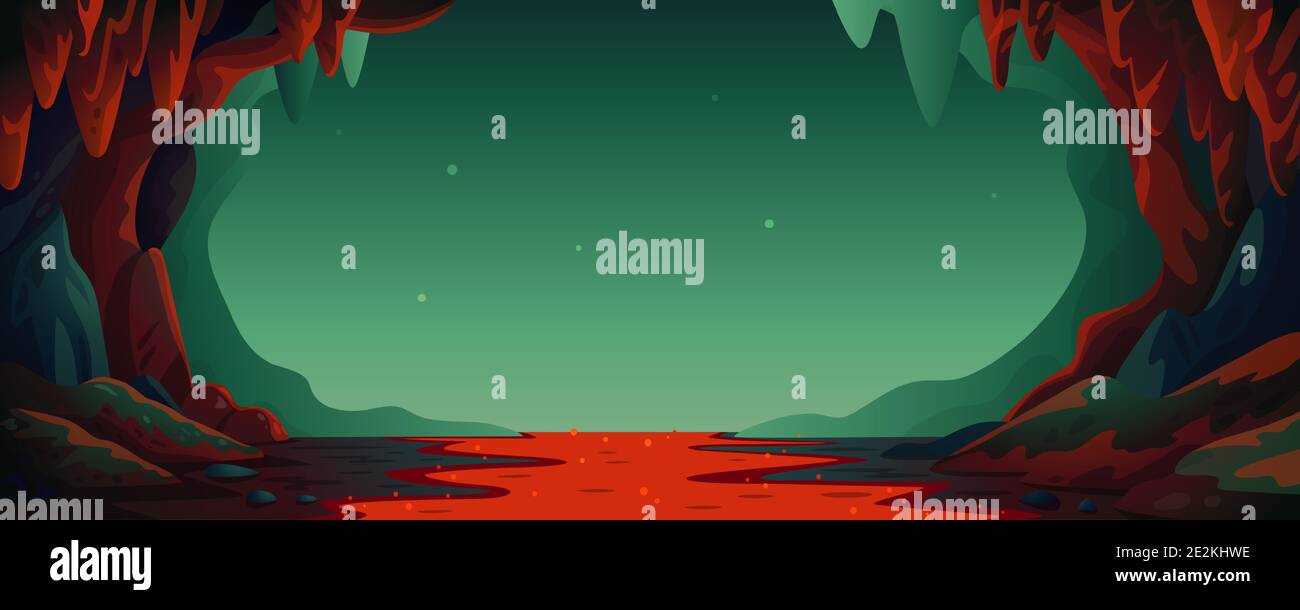 Cave - vector cartoon background. Cavern landscape with an underground ...