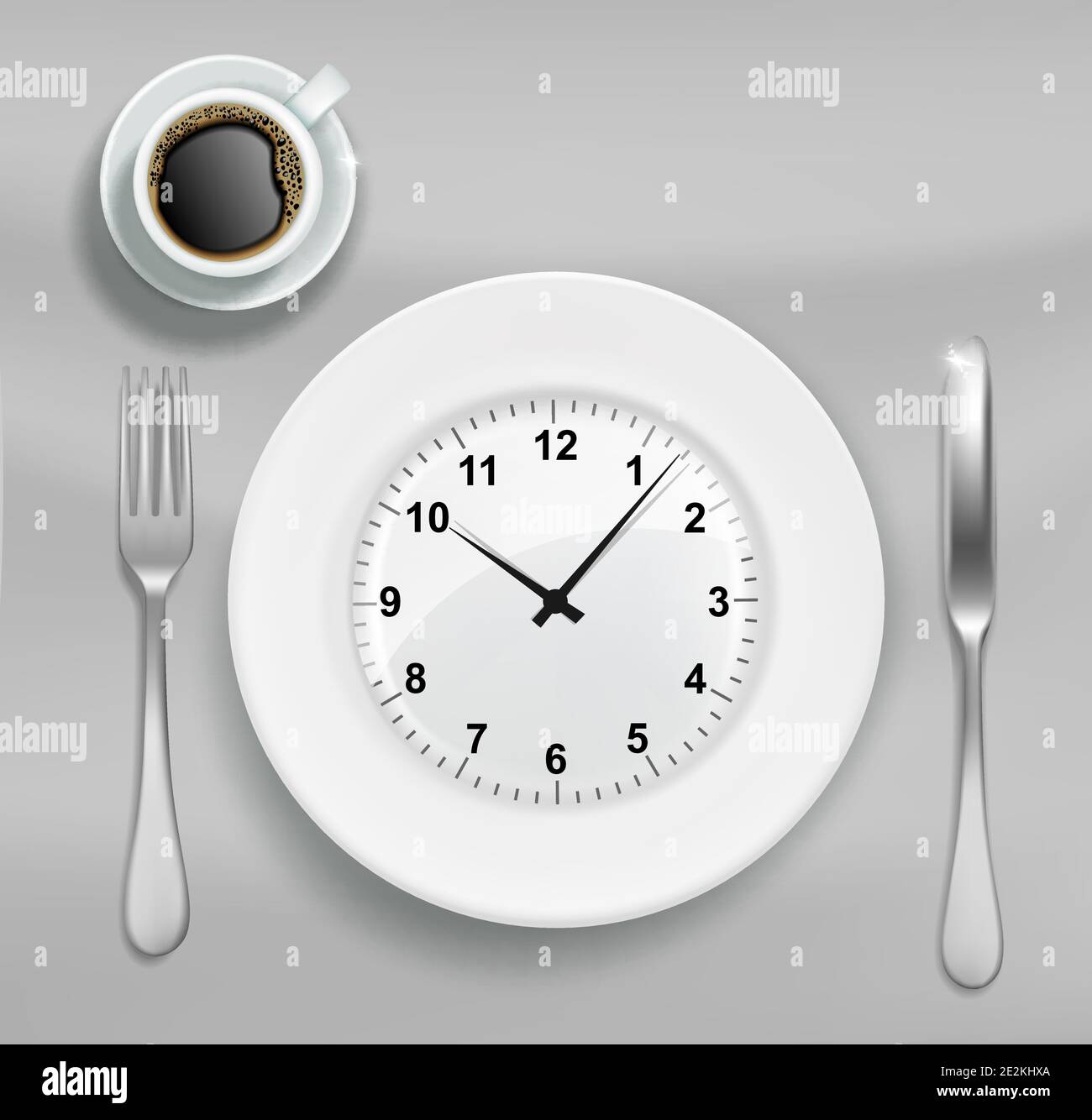Time to have lunch vector poster banner template. Plate with clock ...