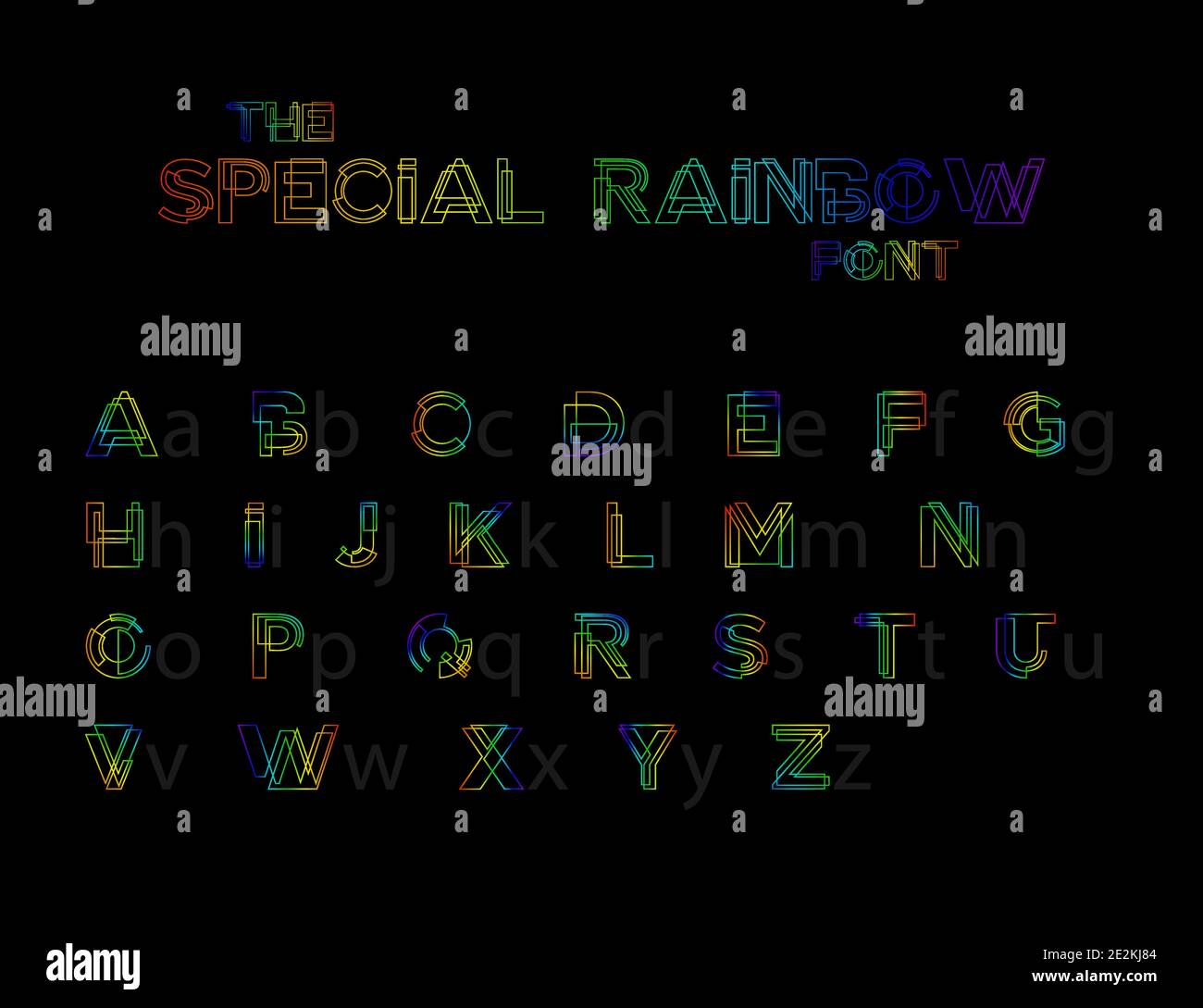 Colorful font and alphabet. Vector stylized. Special rainbow font Stock ...