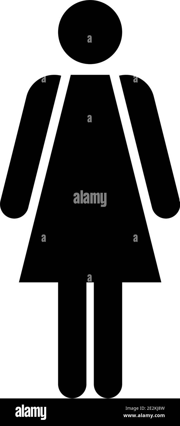 Woman simple icon. Female sign for restroom. Girl WC pictogram for ...