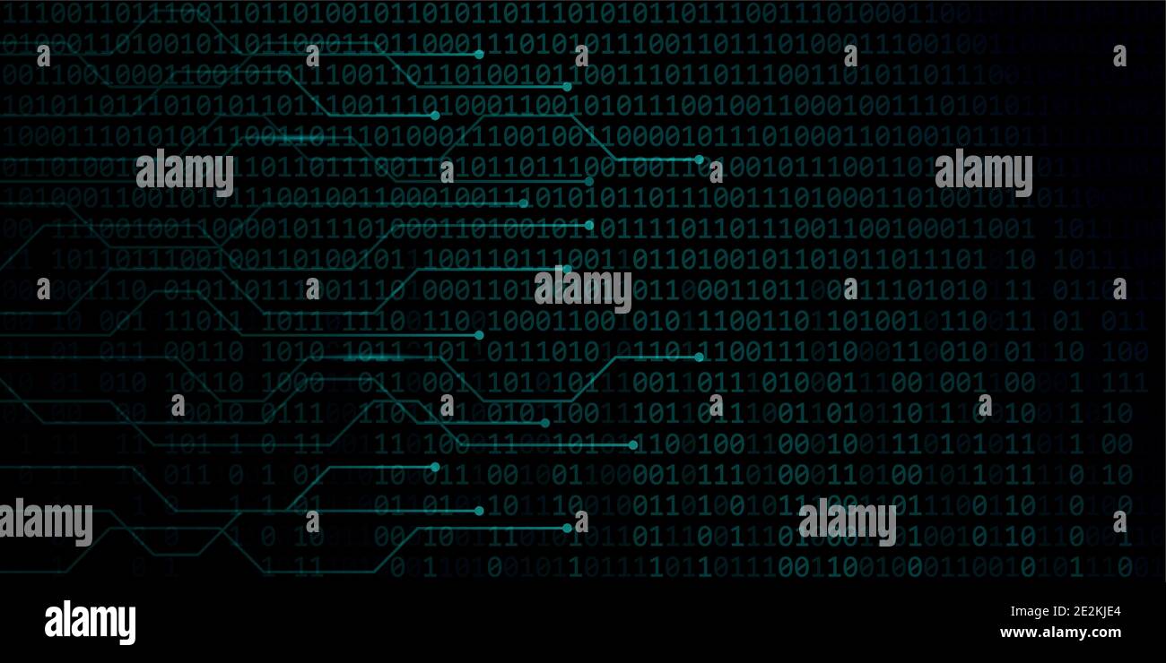 digital network power with binary code background vector illustration ...