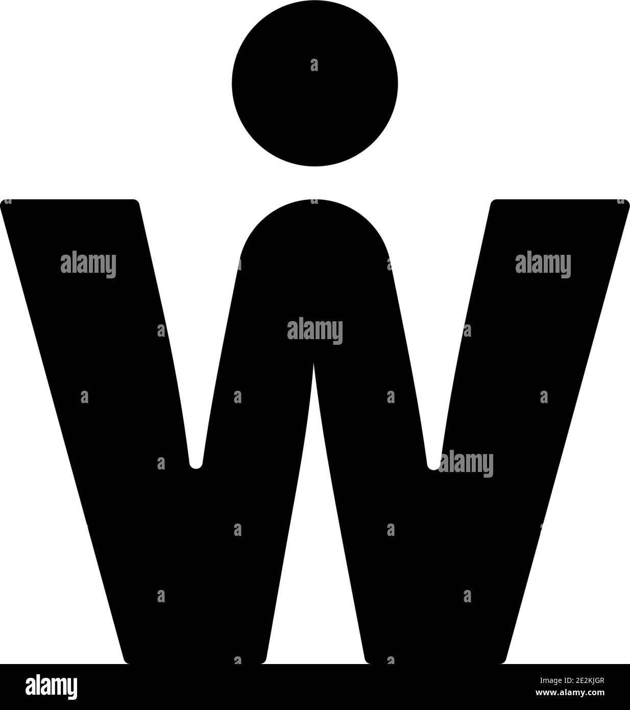 Woman letter icon. W sign for restroom. Girl WC pictogram for bathroom ...