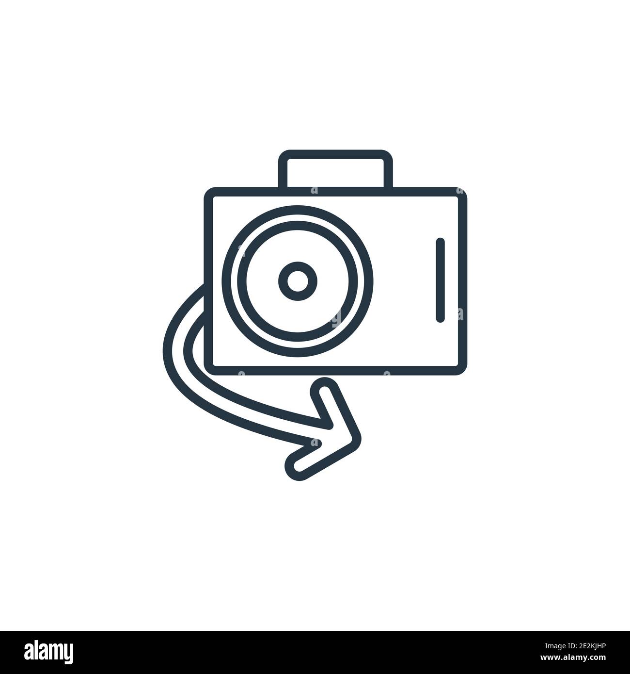 Flip camera outline vector icon. Thin line black flip camera icon, flat ...