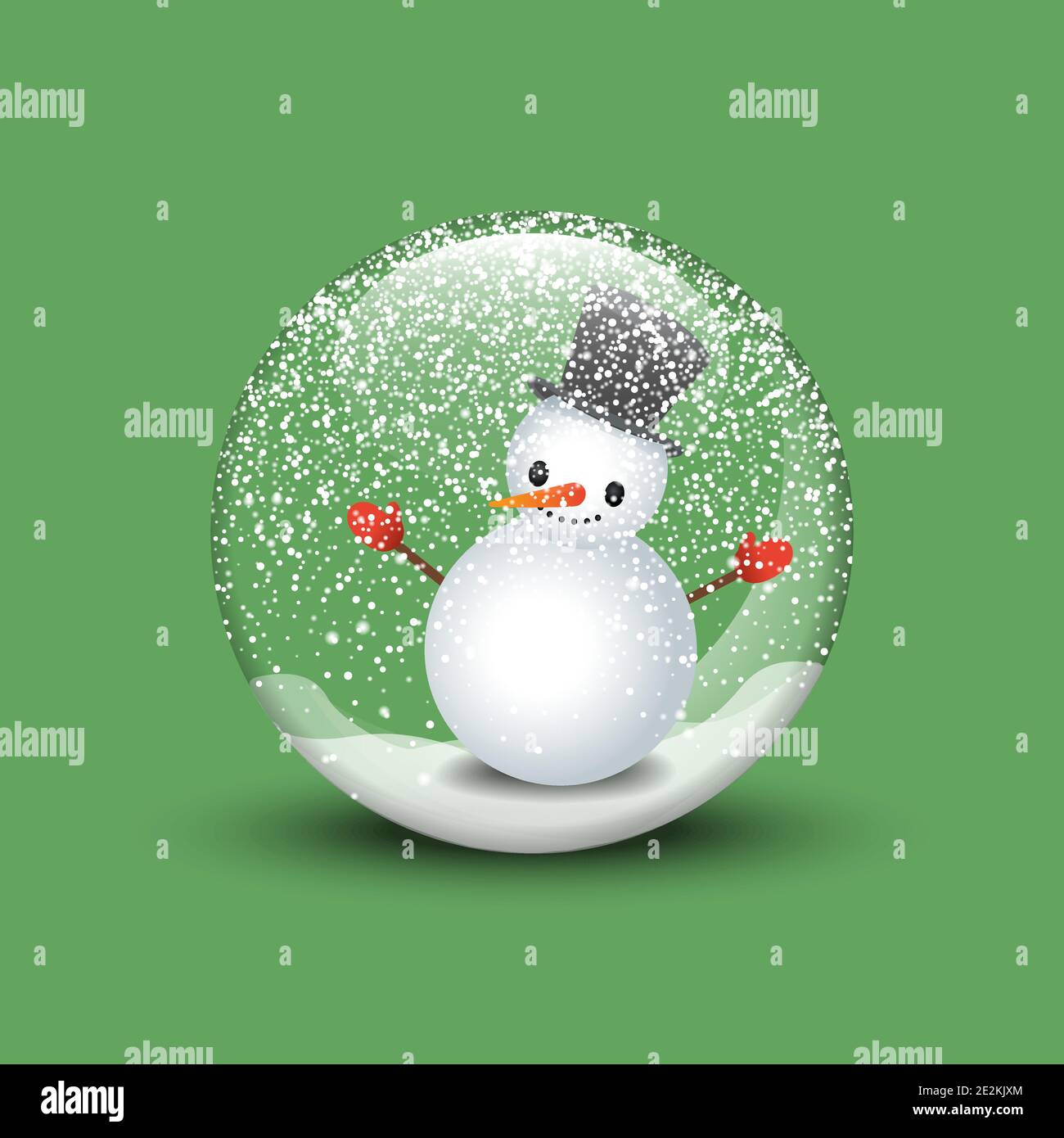 3d render of a snow globe with snowman in green background Stock Vector ...