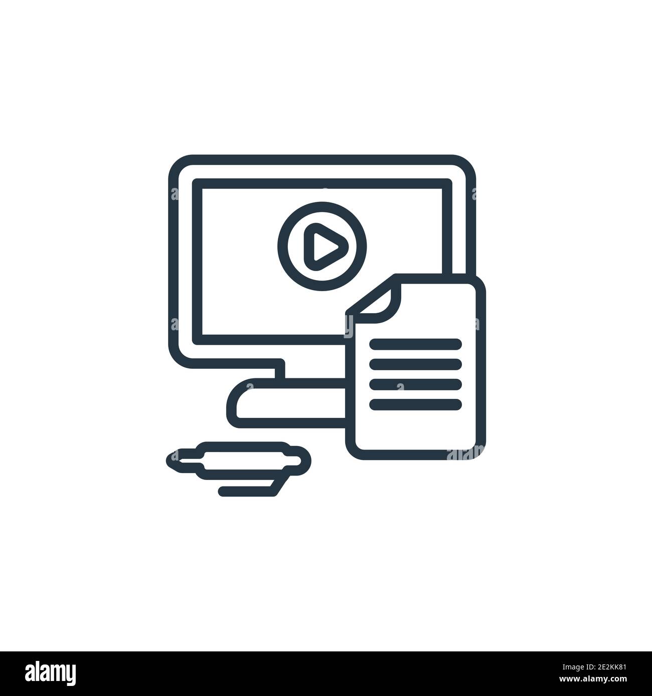 Computer-based training outline vector icon. Thin line black computer ...