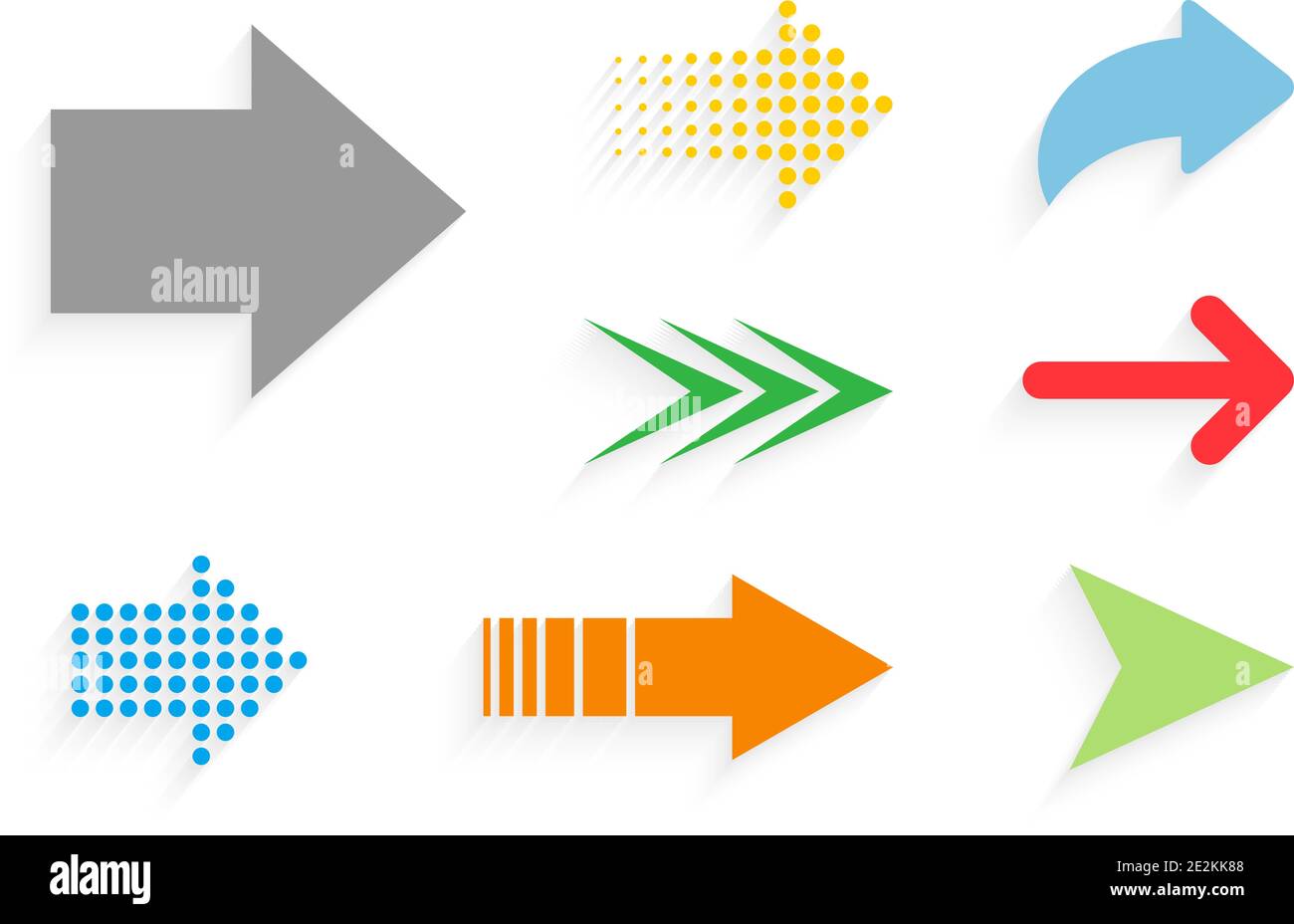 Arrow color icon with shadow. Arrow in flat style for your design Stock ...