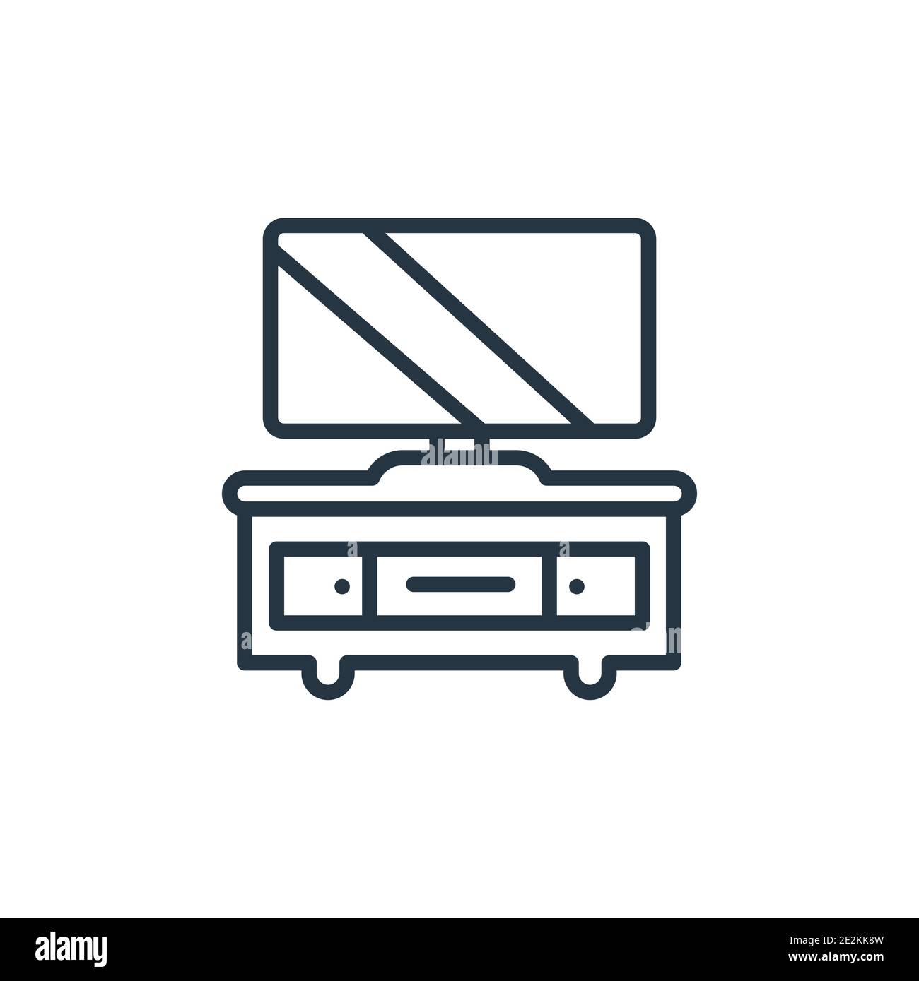 Tv table outline vector icon. Thin line black tv table icon, flat ...