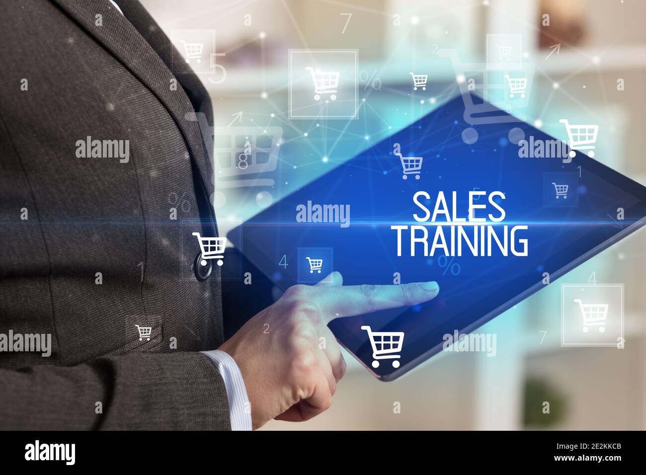 Young person makes a purchase through online shopping application with ...