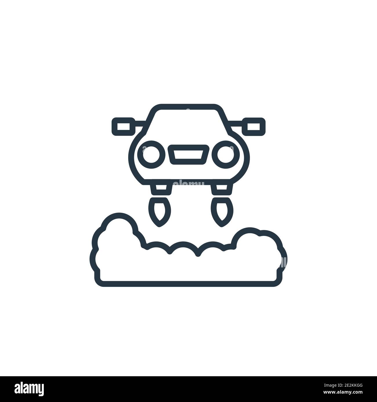 Flying car outline vector icon. Thin line black flying car icon, flat ...