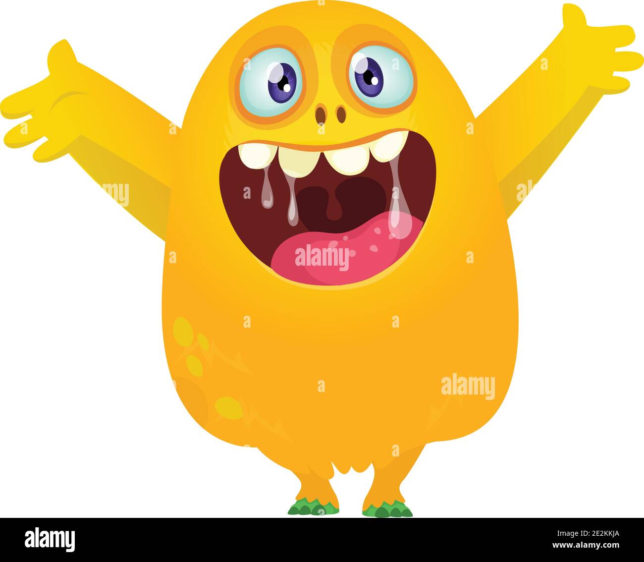 Funny happy cartoon monster excited. Vector illustration Stock Vector ...