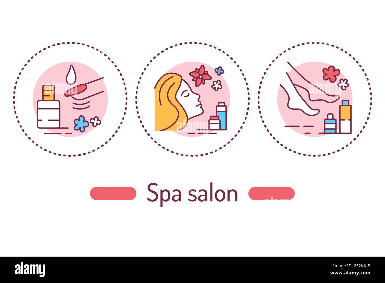 Spa salon outline concept. Beauty service line color icons. Pictograms ...