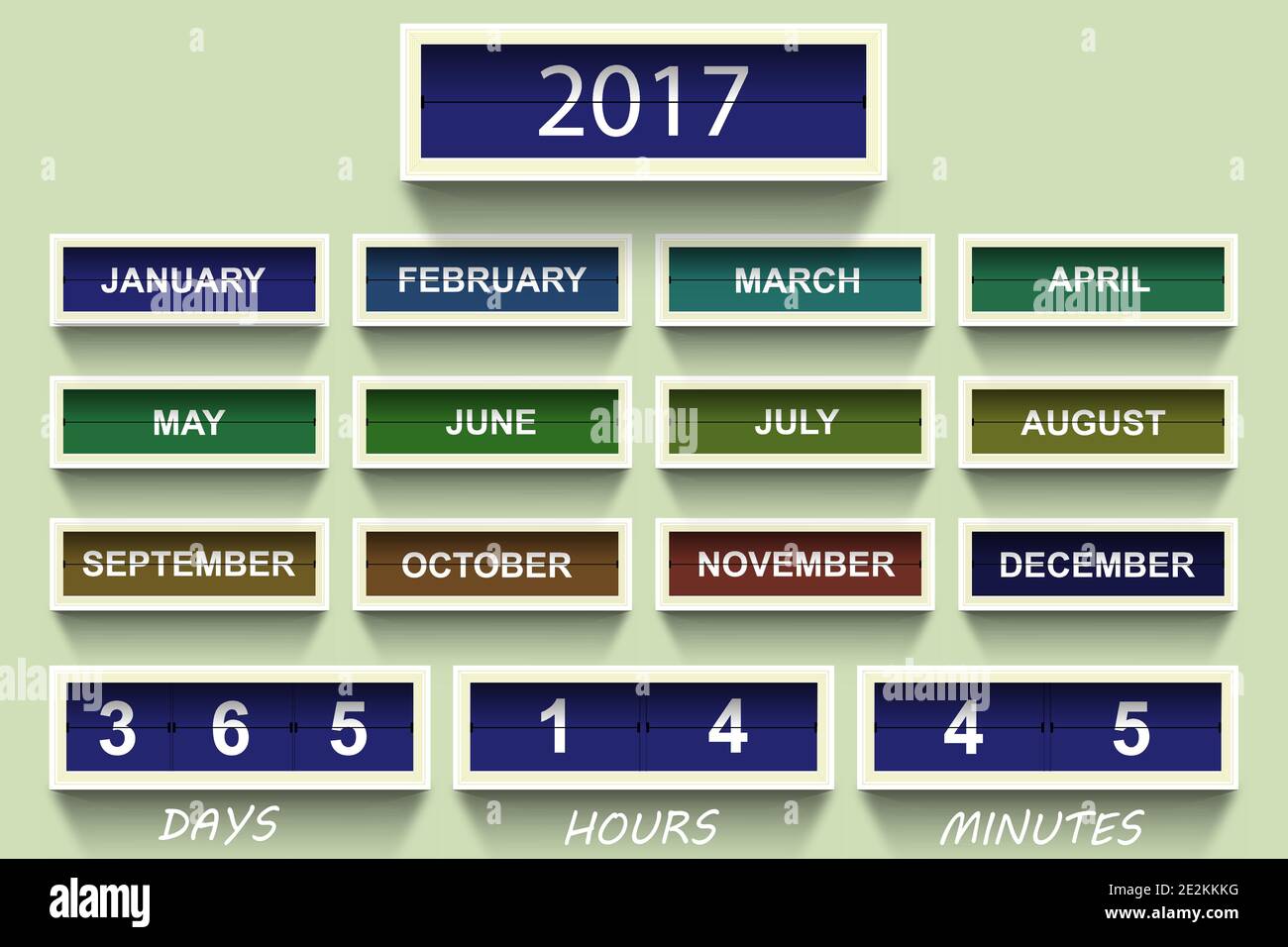 Countdown timer 2017 year and month with shadow. Vector illustration ...