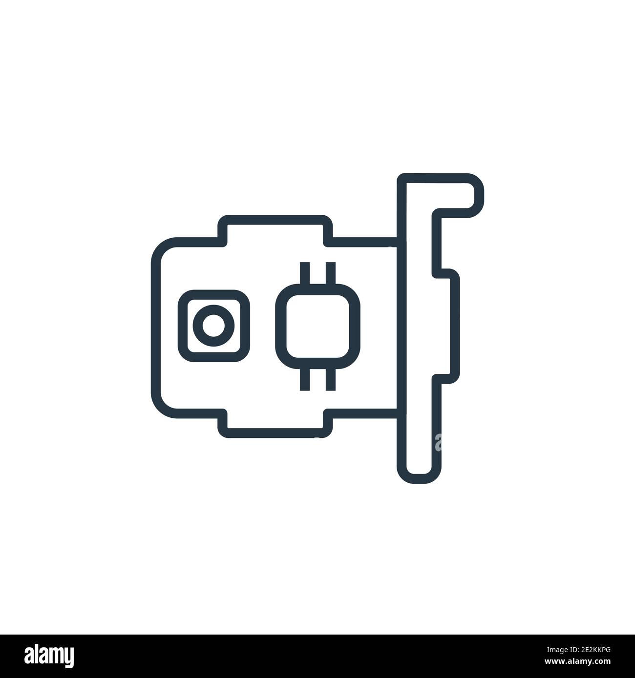 Gpu outline vector icon. Thin line black gpu icon, flat vector simple ...