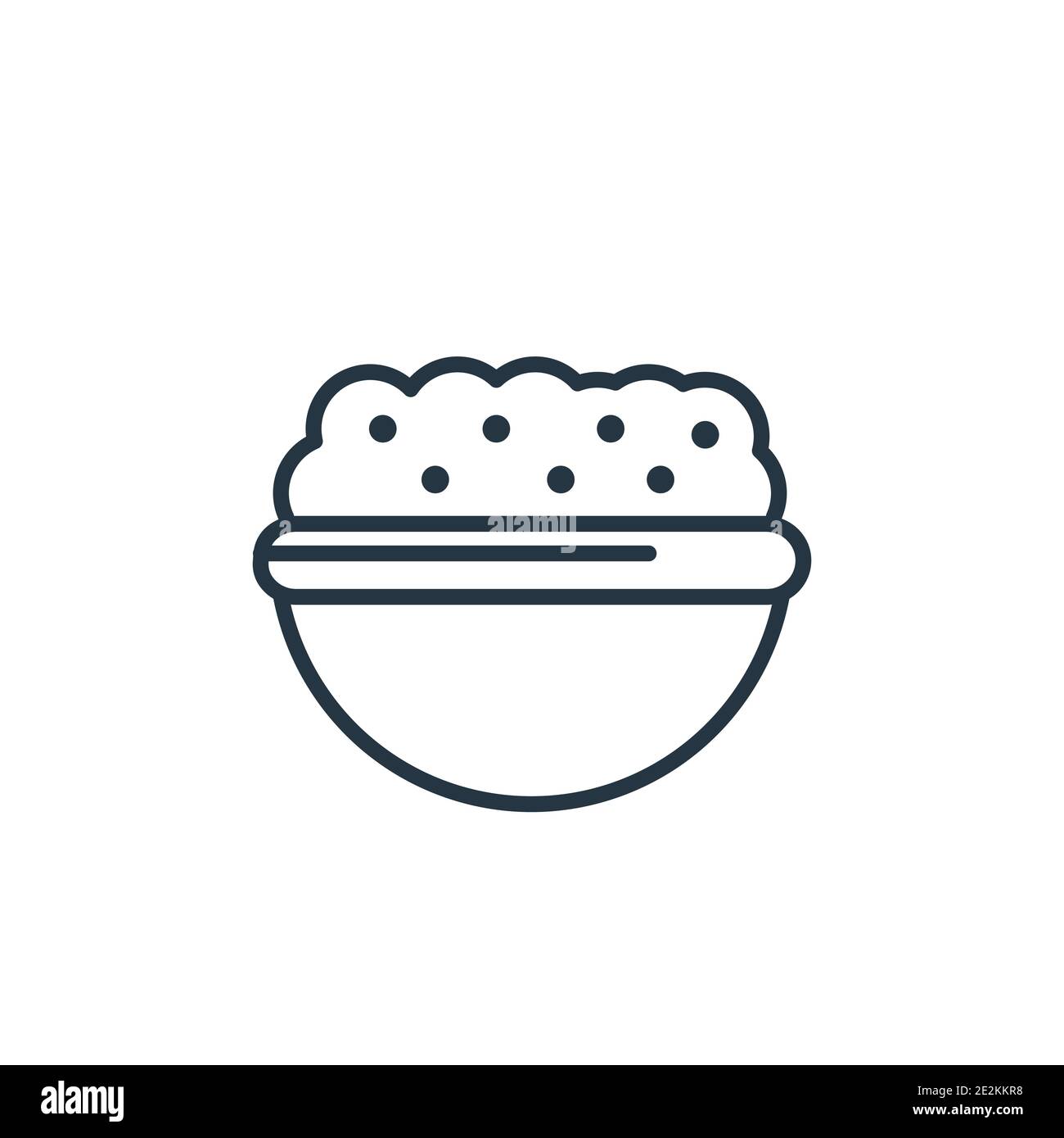 Rice bowl outline vector icon. Thin line black rice bowl icon, flat ...