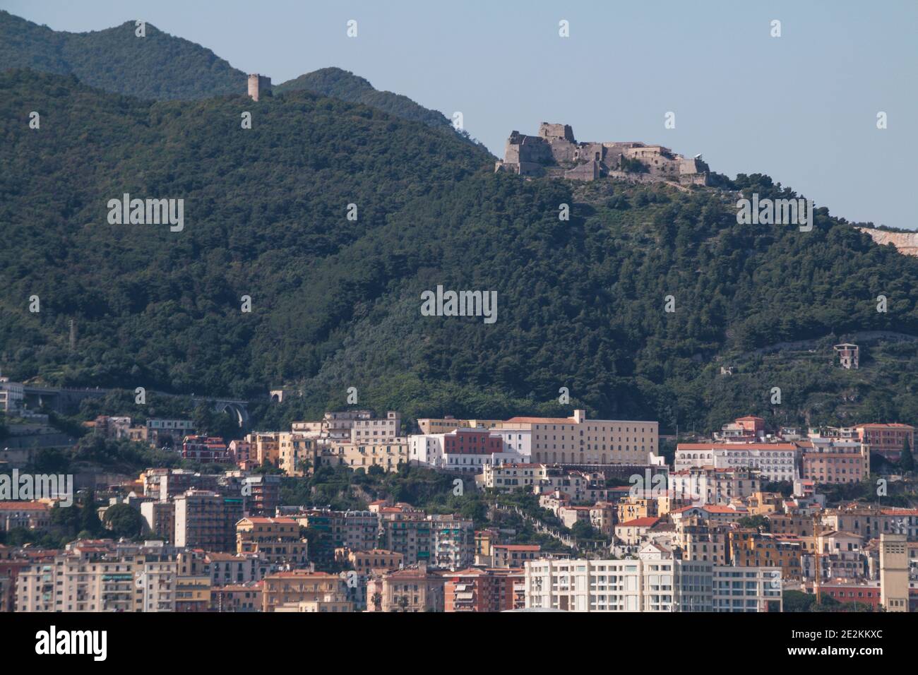 View of Salerno and the Arechi Castle, as seen from the water Stock ...