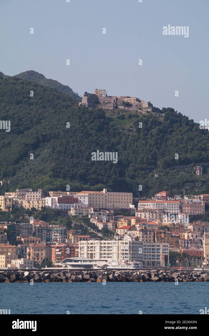 View of Salerno and the Arechi Castle, as seen from the water Stock ...