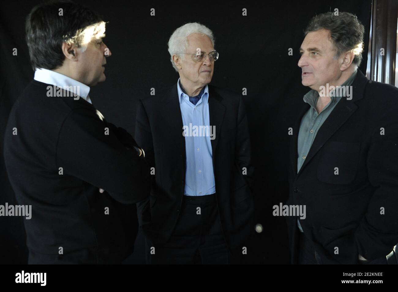 Pierre Favier, Lionel Jospin et Patrick Rotman lors de l'enregistrement ...